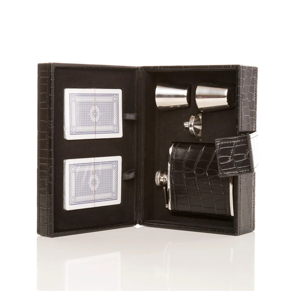 Gamer Flask Set - Black Croc – Peddler Interiors