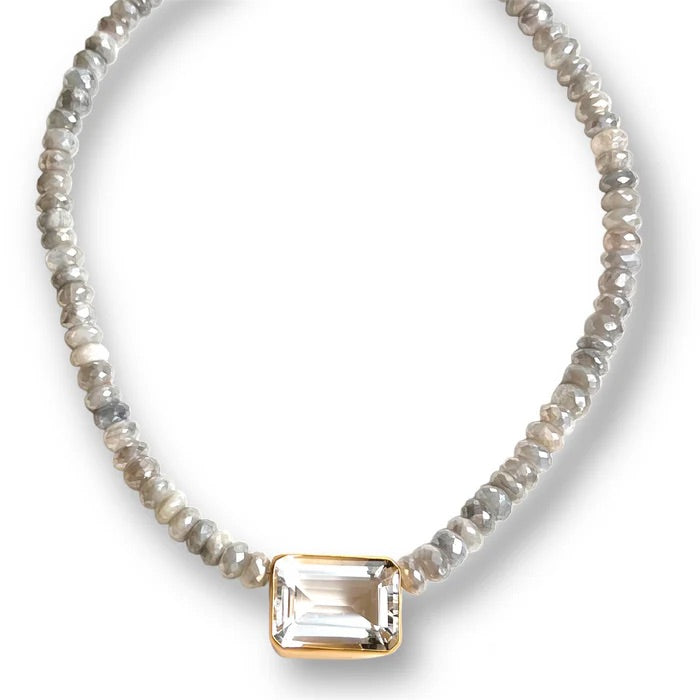 DMD N Pyrite & Quartz Centerpiece Necklace 15"-17" – Peddler Interiors